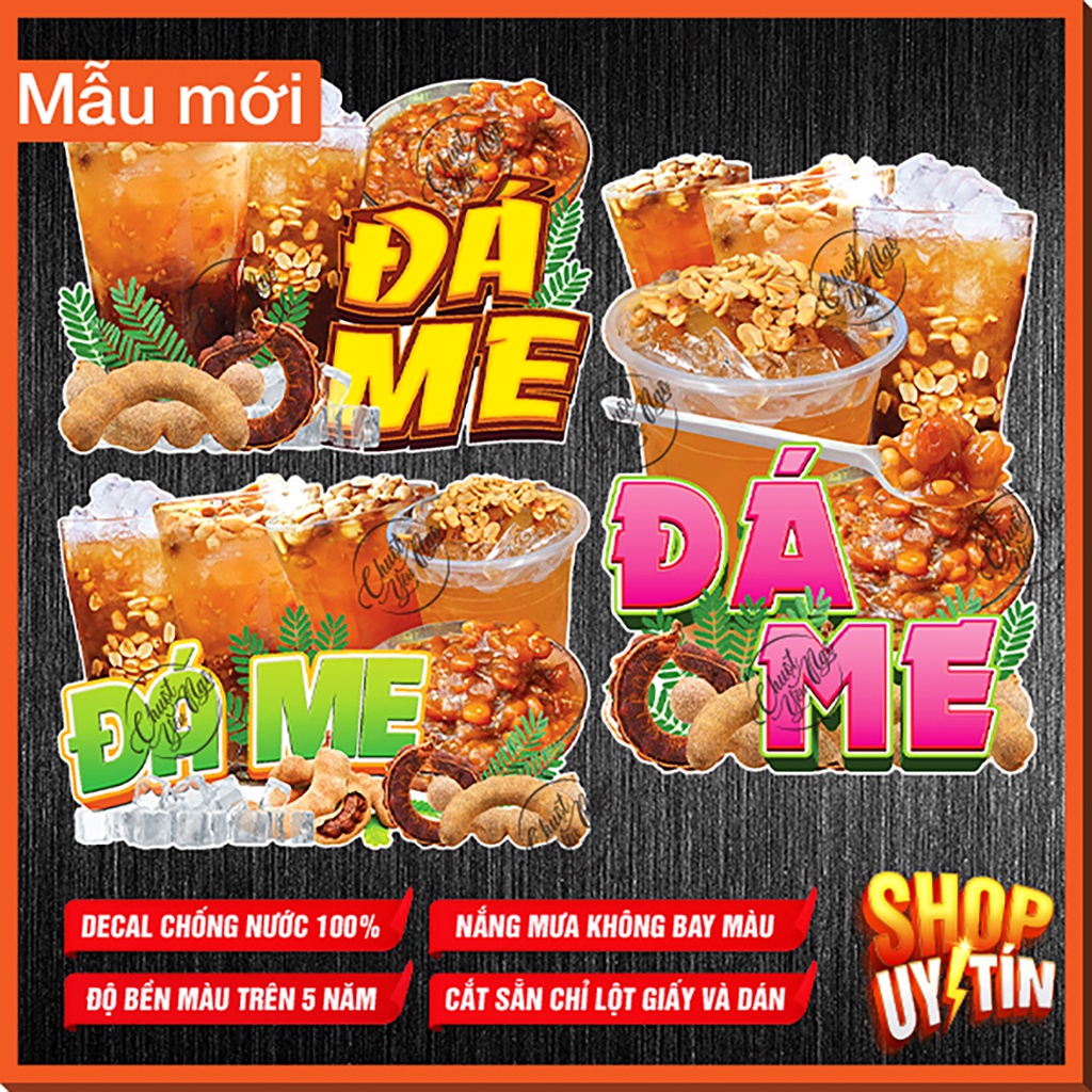 Miếng dán ĐÁ ME trái cây trang trí tường decor xe quán giải khát cà phê ...