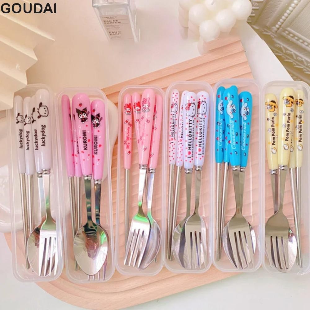 Goudai 3 Cái / bộ Bộ Đồ Ăn Tay Cầm Bằng Nhựa Quà Tặng Hoạt Hình ...