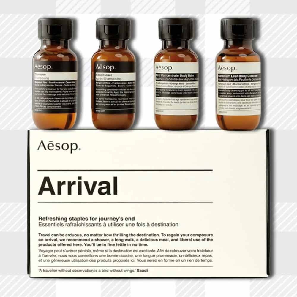 AESOP Arrival Travel Kit 4 Piece - Shampoo, Conditioner, Body Wash ...