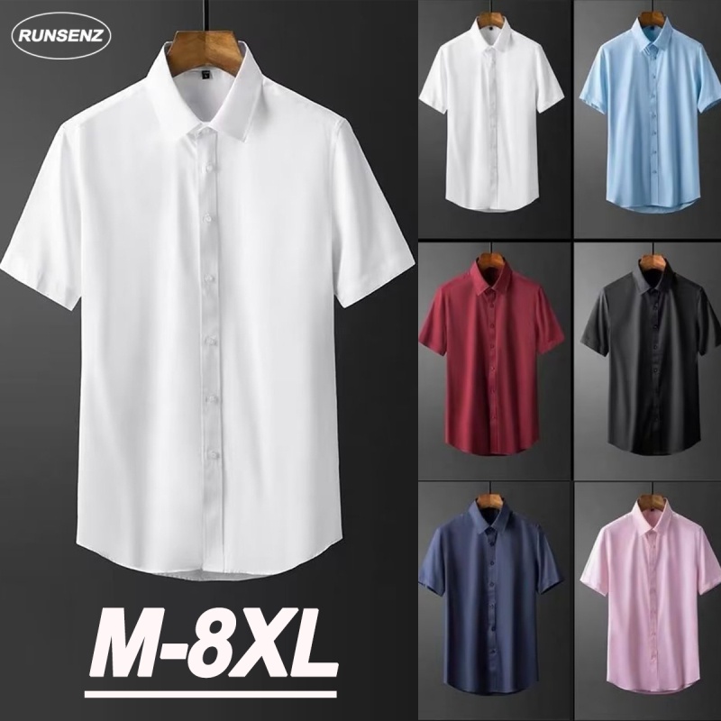 Áo Sơ Mi Tay Ngắn Dáng Ôm Màu Trơn Đơn Giản Phong Cách Doanh Nhân Thời Trang Cho Nam size m-8xl ...