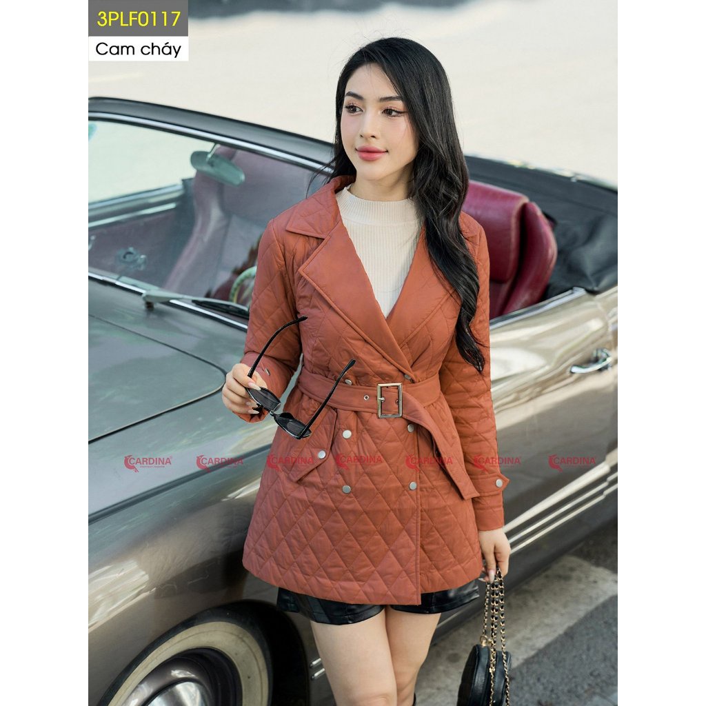 Áo khoác phao trần trám CARDINA thiết kế cổ vest dáng lửng kèm đai rời ...