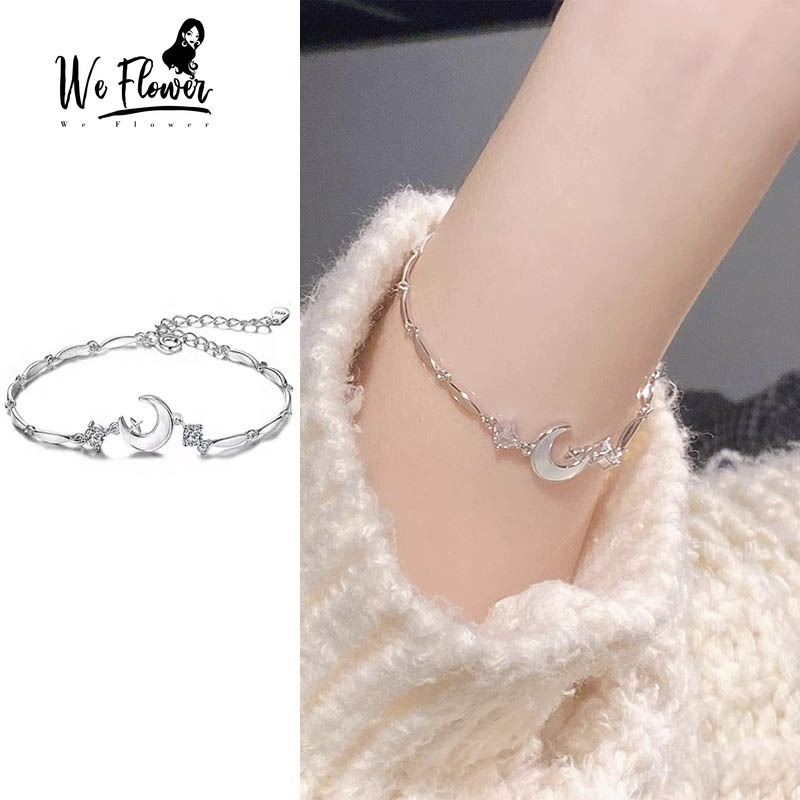 We flower Vòng Tay Bạc s925 Mặt Hình Vỏ Sò / Mặt Trăng Đính Đá Lấp Lánh Phong Cách Hàn Quốc Cho ...