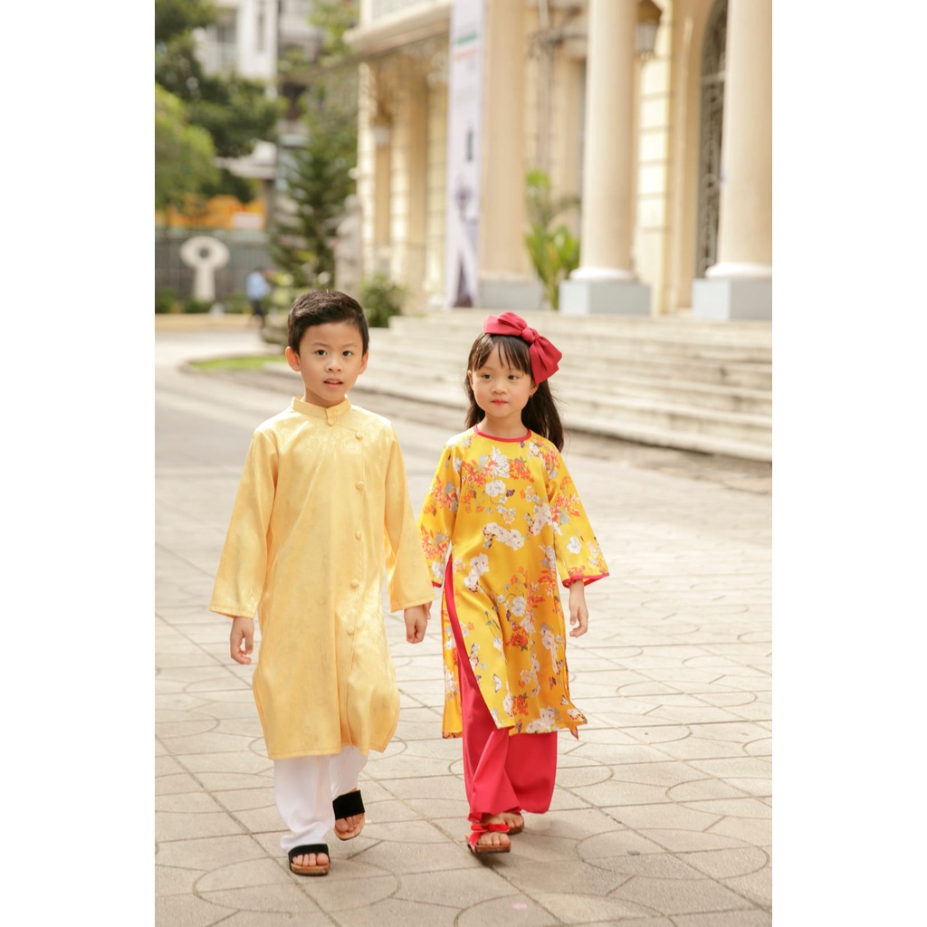 Thanh Long-áo dài bé trai màu vàng Ling closet. | Shopee Việt Nam