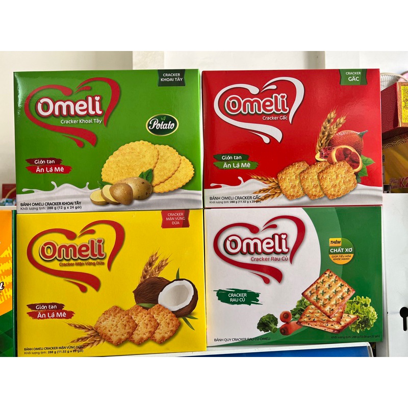 Bánh Omeli Cracker Hộp 288g/400gKhoai Tây/Vừng dừa/Gấc | Shopee Việt Nam