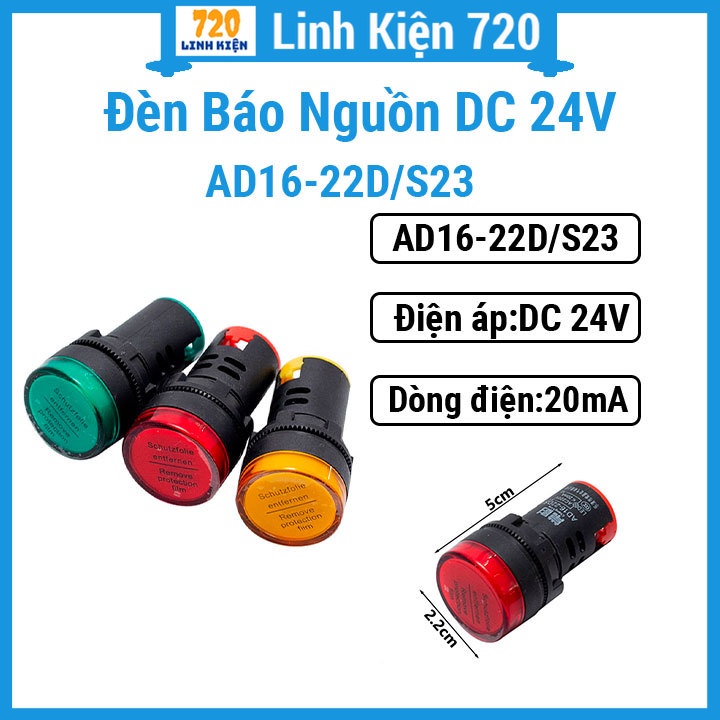 Đèn báo nguồn 24VDC AD16-22D/S23 (3 màu tuỳ chọn) | Shopee Việt Nam
