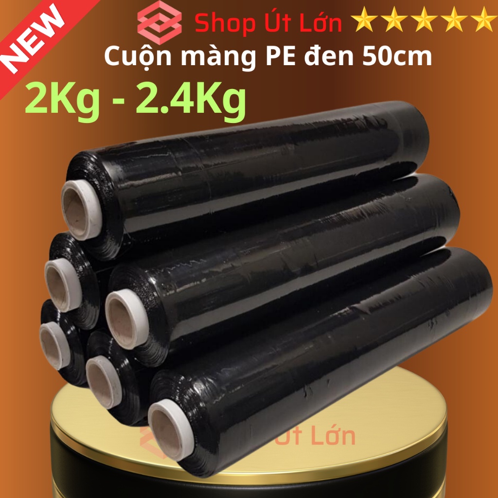 Màng PE Đen 50cm, nặng 2Kg - 2.4kg, rộng 50cm, lõi giấy 300gram, độ dầy màng 16 - 17 míc - Siêu ...