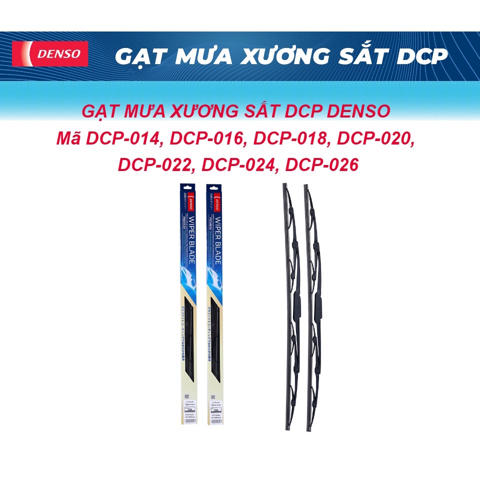 Gạt Mưa Ô Tô Xương Sắt Cao Cấp DENSO DCP Phủ Graphite Giảm Ồn, Dùng Cho Xe Toyota, Hyundai ...