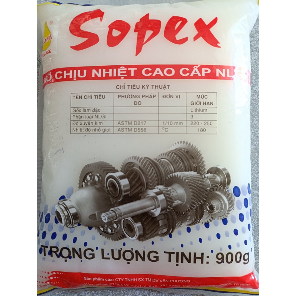 Mỡ bò bịch chịu nhiệt màu trắng cao cấp Sopex kháng nước 900gr | Shopee ...