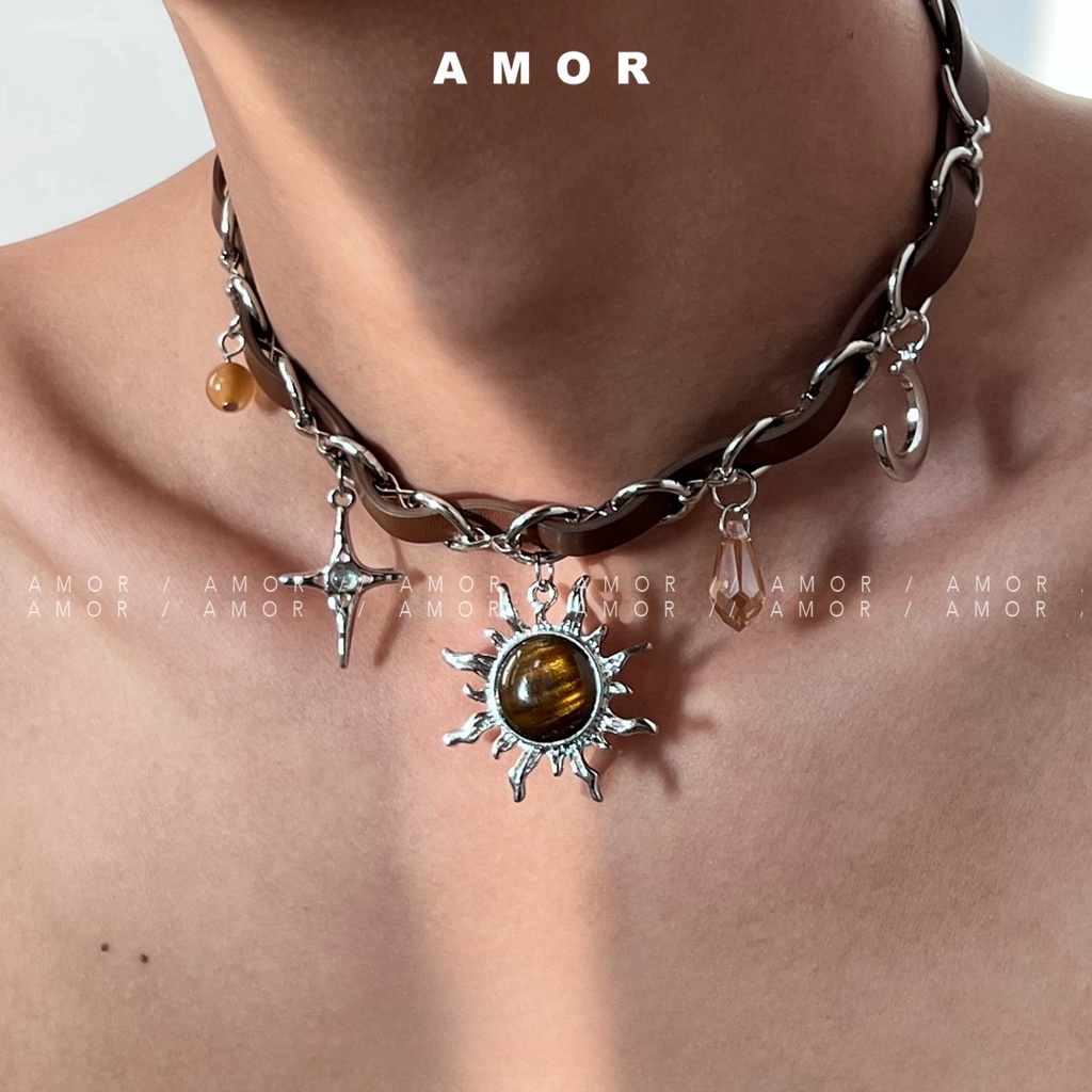 Vòng Cổ Choker Da Nâu Phong Cách Cổ Điển Unisex Y2k | Shopee Việt Nam
