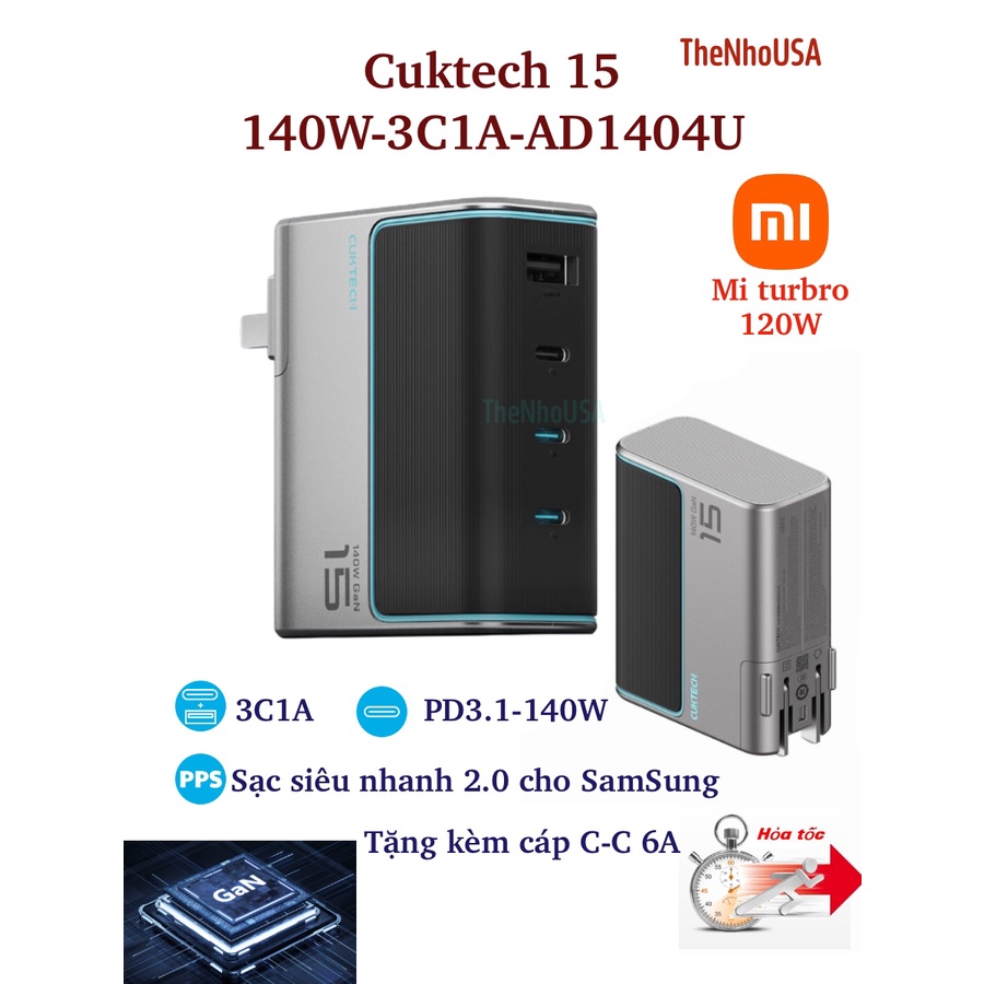Củ sạc nhanh Cuktech 15 140W Mi turbro 120W 4 cổng 3C1A PD3 1 PPS QC AFC FCP | Shopee Việt Nam