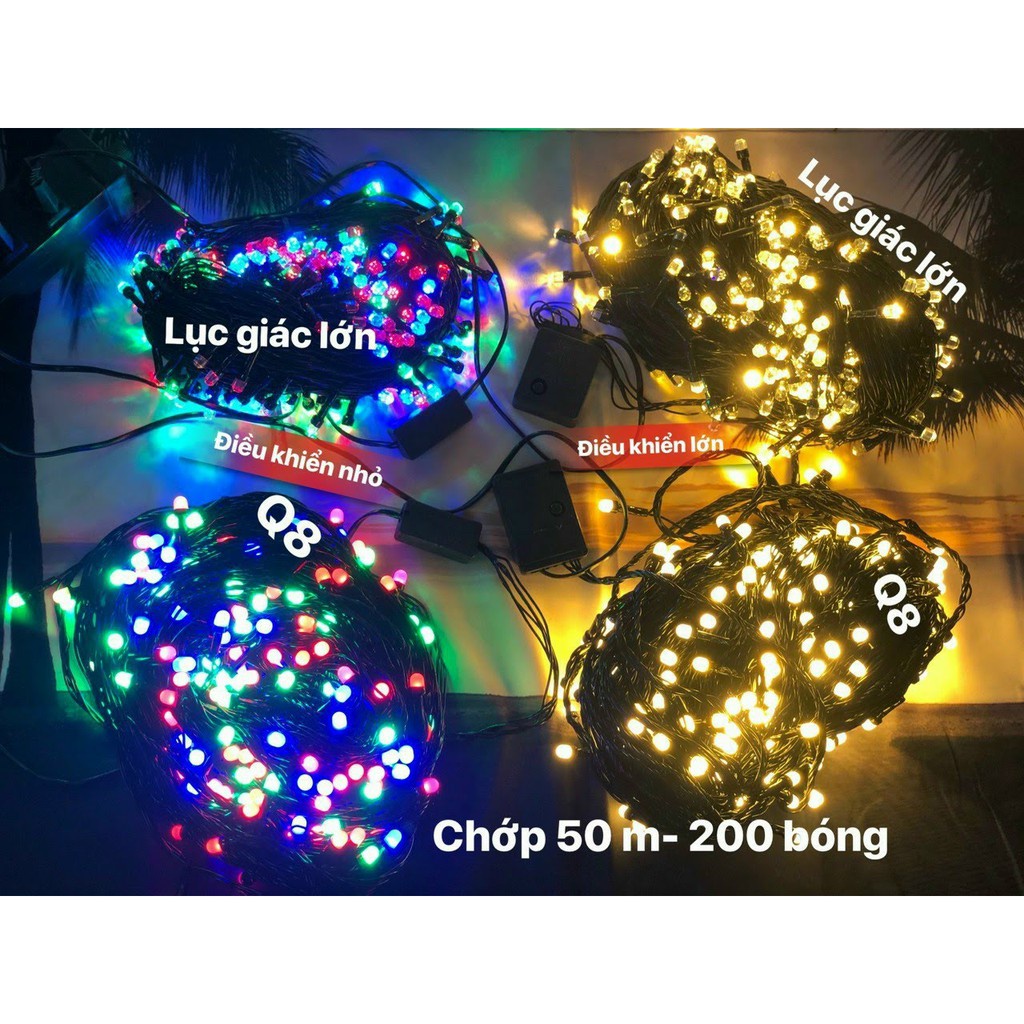 DÂY ĐÈN LED CHỚP TRANG TRÍ NOEL, TẾT ( 50M - 150 Bóng ) Lục Giác, Q8 ...