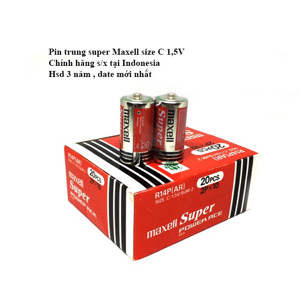 Cặp 2 viên Pin trung Maxell, Pin Size C cực chất lượng, dùng cho bếp ...
