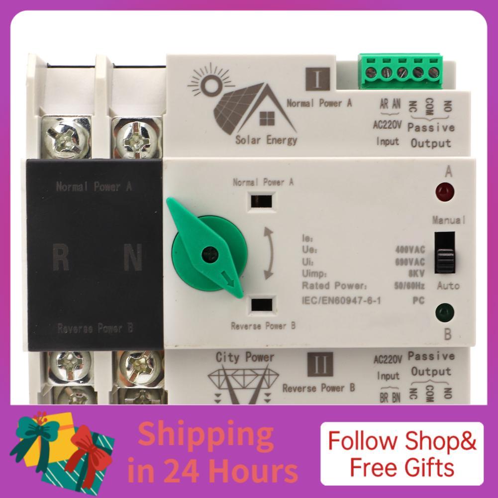 Iuxishop Dual Power Automatic Transfer Switch 2P Millisecond Circuit Fast Controller PV Type ...