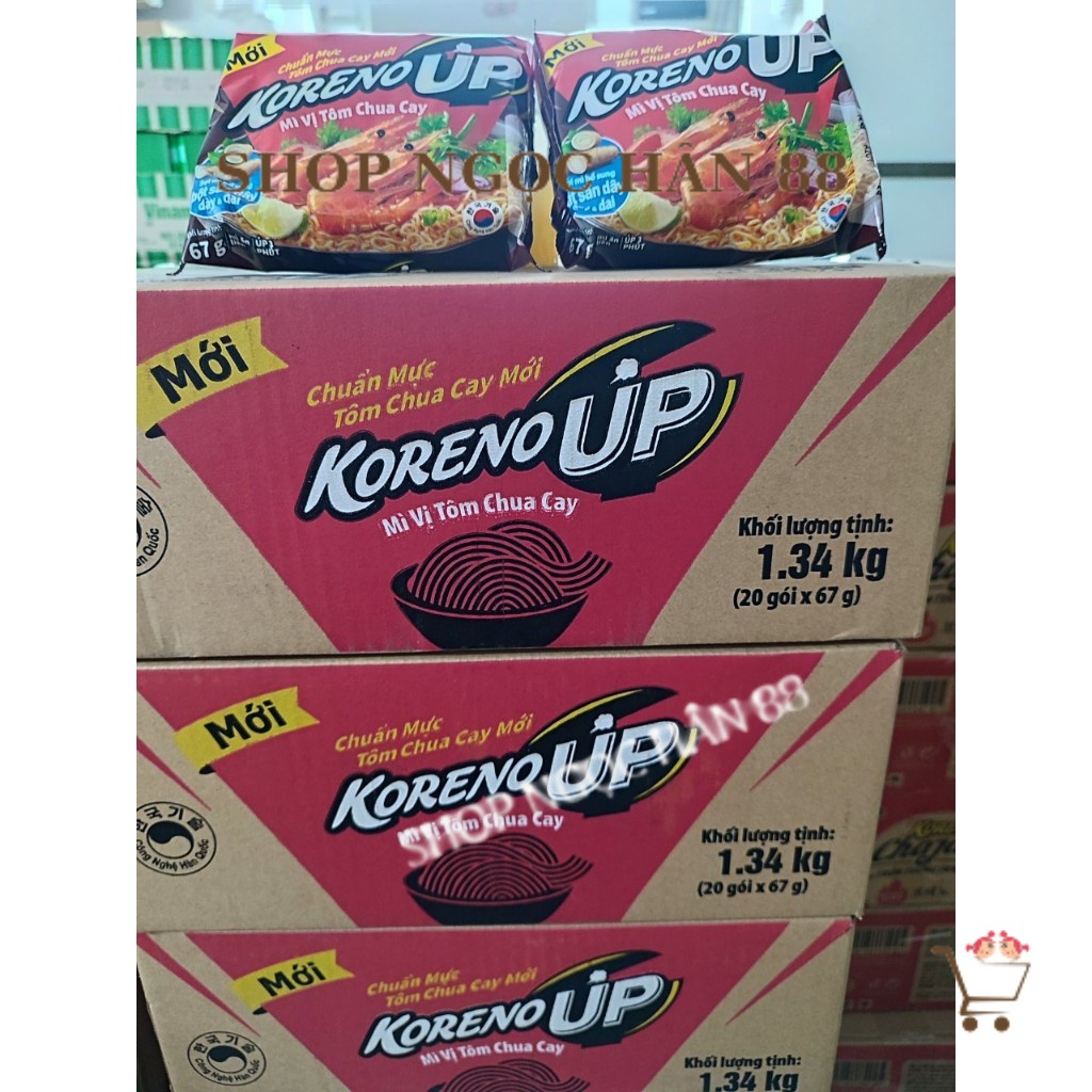Thùng mì Koreno UP tôm chua cay 20 gói x 67g | Shopee Việt Nam