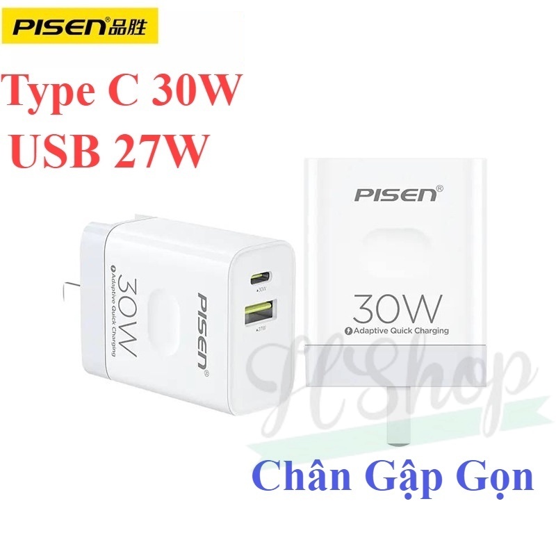 [PISEN PD 30W 2 cổng ] Củ Sạc Nhanh Pisen Quick PD QC Công Suất 30W ...