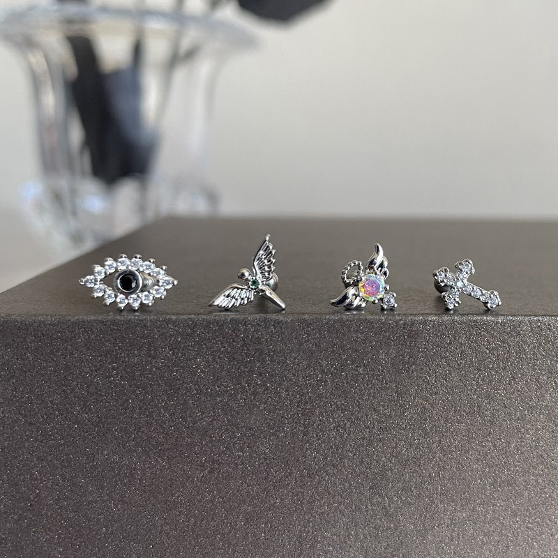 JOJO COCO Set 4 Khuyên Tai Đinh Tán Hình Mắt Quỷ Phong Cách punk unisex ...