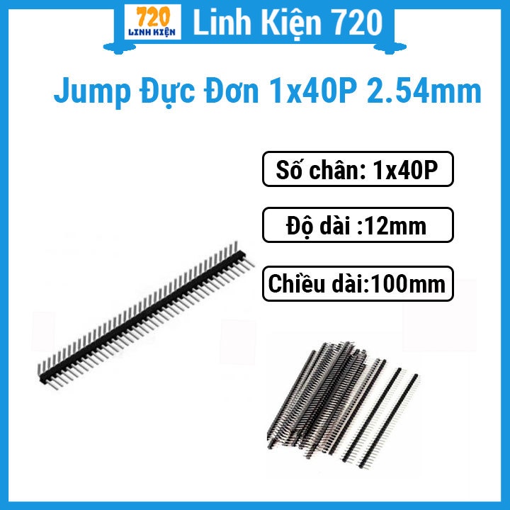Bộ 10 thanh jump đực đơn 1x40p khoảng cách mỗi chân 2.54mm, loại đen ...