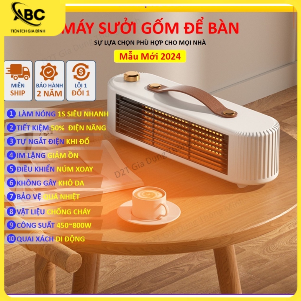 [ CỬA HÀNG ABC ] Máy Sưởi Gốm PTC Để Bàn Làm Nóng 1s Không Gây Khô Da ...
