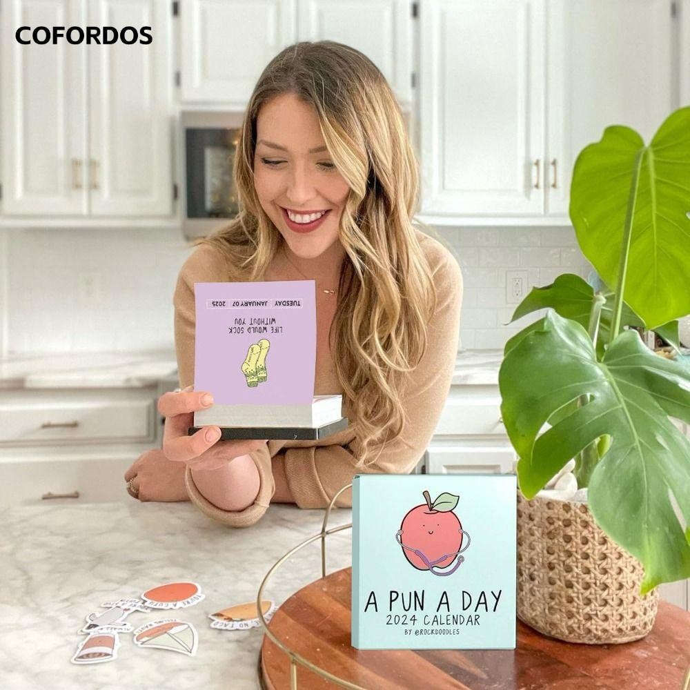 Cofordos 2025 "A Pun A Day" Lịch để bàn, với hơn 100 tờ giấy và bản vẽ ...