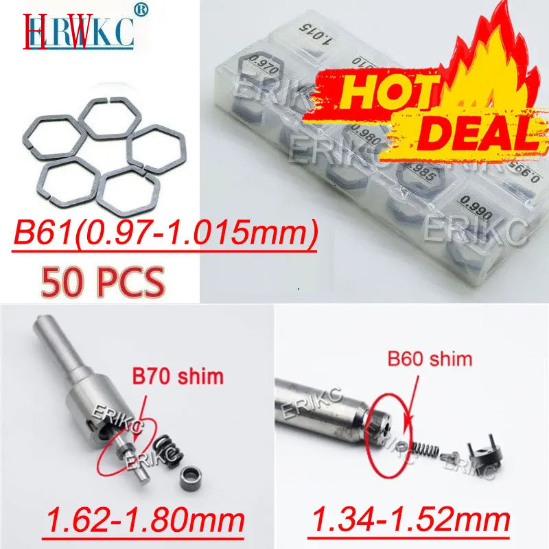 Eric 50 chiếc B70 Shims 1.62-1.80mm cho Bosch Siemens Piezo B60 1.34-1.52mm Miếng đệm điều chỉnh ...