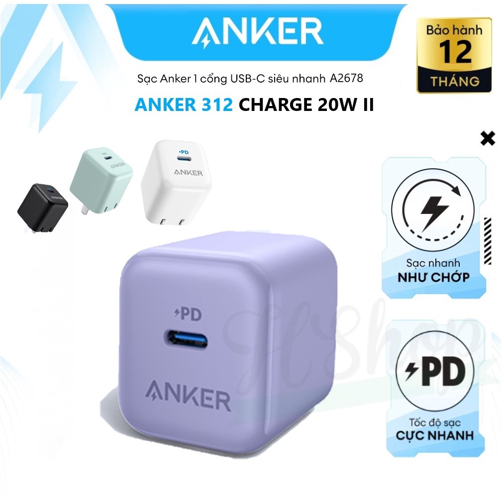 Củ sạc nhanh Anker A2149 A2678 PD 20w (chân gập) - Cốc Sạc Nhanh Anker ...