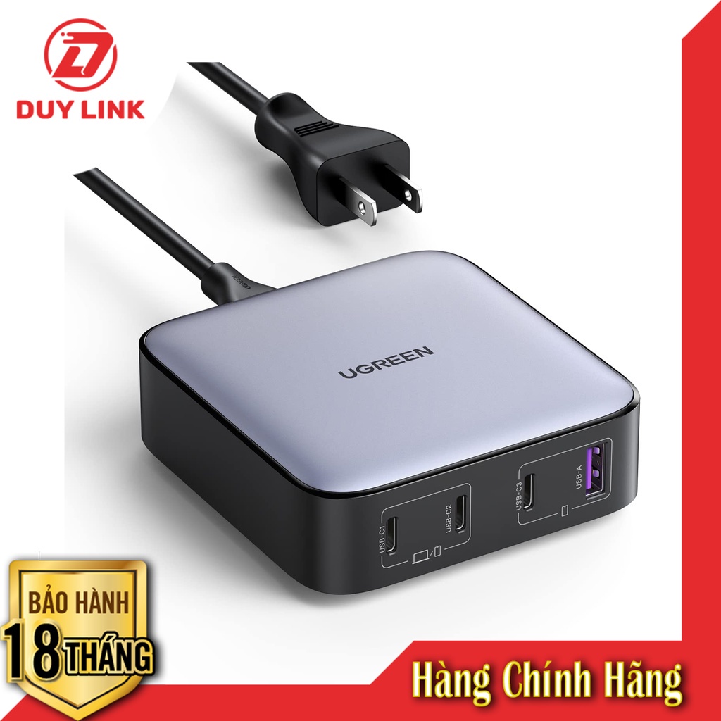Củ sạc nhanh 100W 3 USB Type C, 1 USB Type A hỗ trợ GaN Ugreen 90736 ...