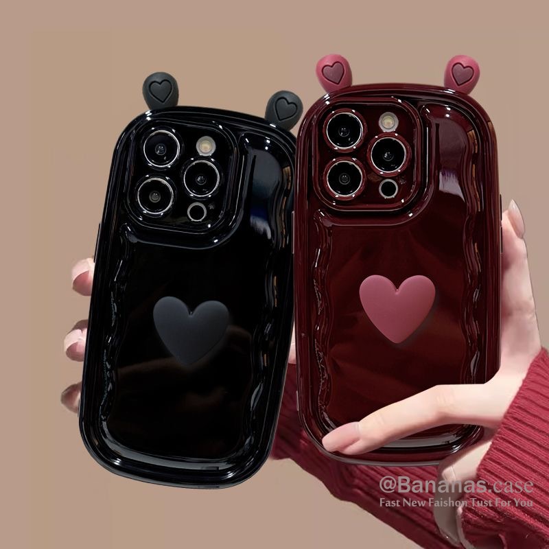 Ốp điện thoại iPhone 16 15 14 13 12 11 Pro Max X Xr Xs Max 3D DIY ins Love Heart Soft Cover ...