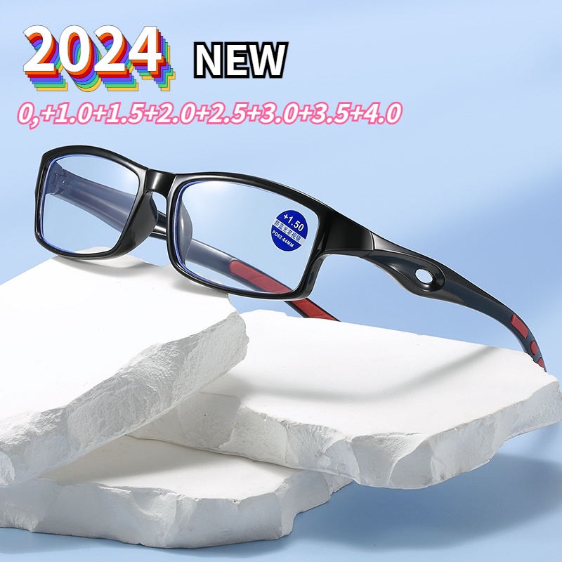 2024 Kính đọc sách thể thao nam nữ mới nhất TR90 Kính lão thị chống ánh sáng xanh Ống kính quang ...