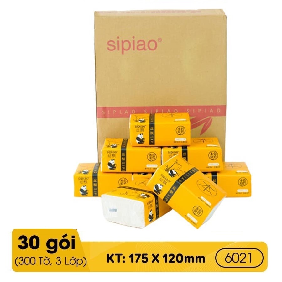 Thùng 30 gói khăn giấy ăn, khăn giấy gấu trúc Sipiao | Shopee Việt Nam