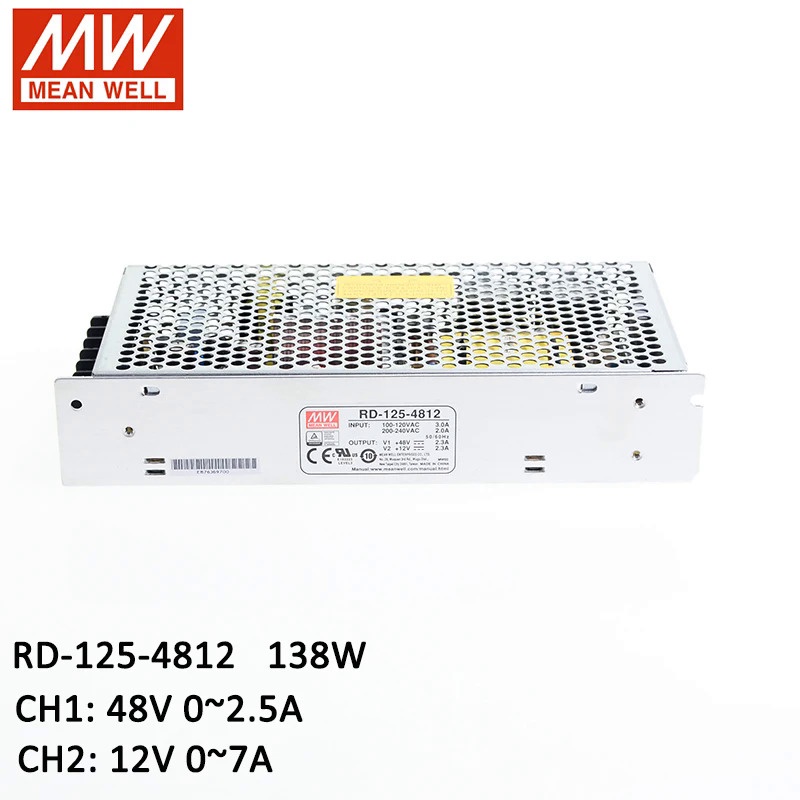 Mean WELL RD-125-4812 138W Đầu ra kép Bộ nguồn chuyển mạch DC 48V 12V ...