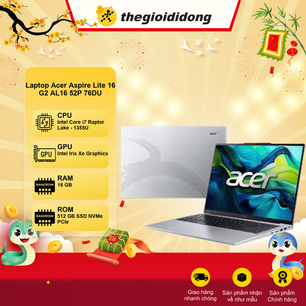 Laptop Acer Aspire Lite 16 G2 AL16 52P 76DU i7 1355U/16GB/512GB/Win11 (NX.J2SSV.005) | Shopee ...
