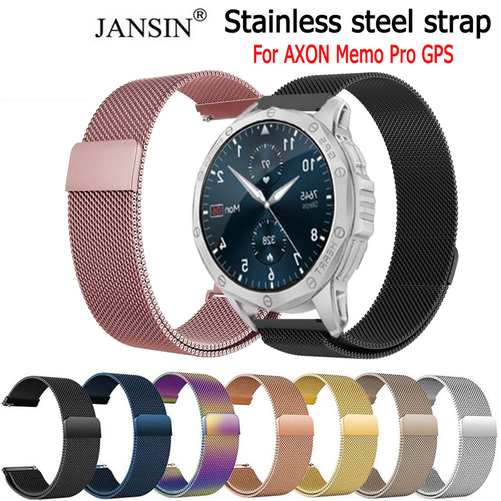 Jansin Dây đeo thay thế bằng inox cho đồng hồ thông minh AXON Memo Pro ...