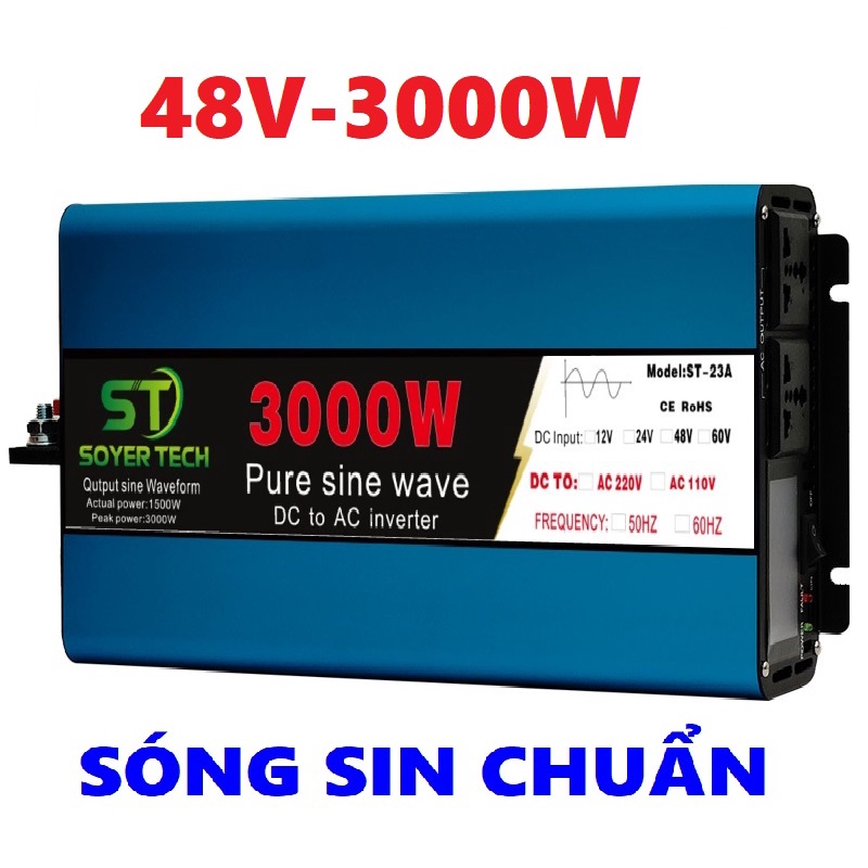 Bộ chuyển đổi điện Sin Chuẩn 3000W-Bộ Đổi Nguồn DC 48V sang 220V Sin Chuẩn 3000w-Mã ST23A-3000W ...
