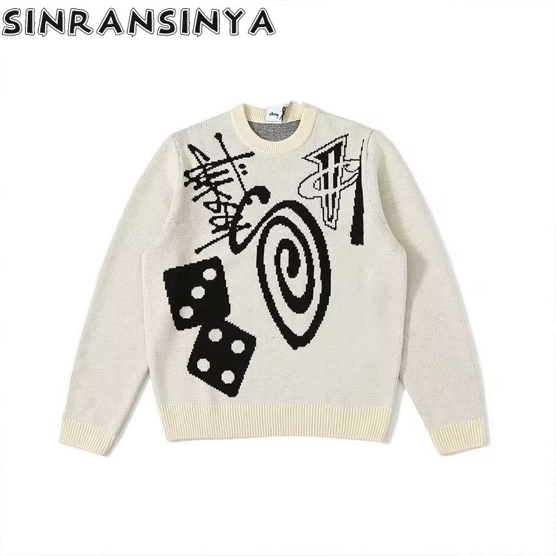 Sinransinya Áo Len Cặp Đôi Màu Đen Phong Cách retro Đường Phố Mỹ Số 8 ...