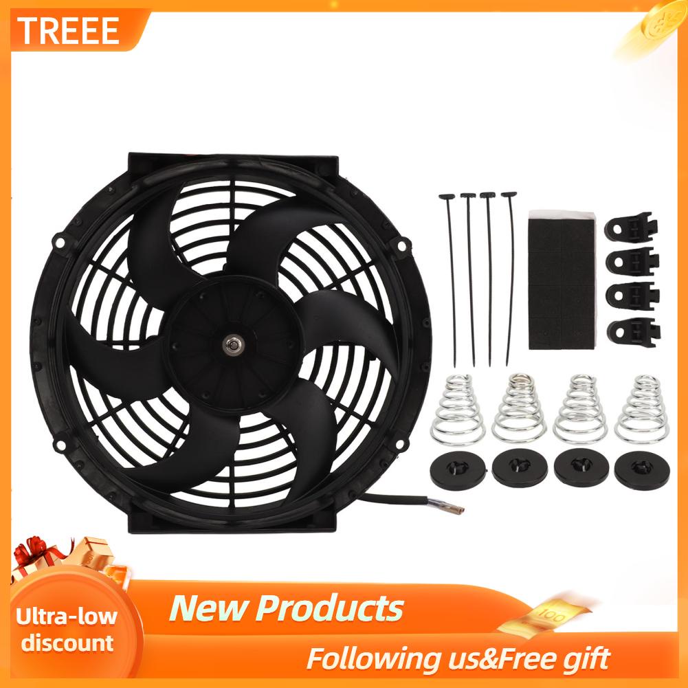 Treee Reliable 10 Inch Radiator Cooling Fan Black 12V Slim Design Push ...
