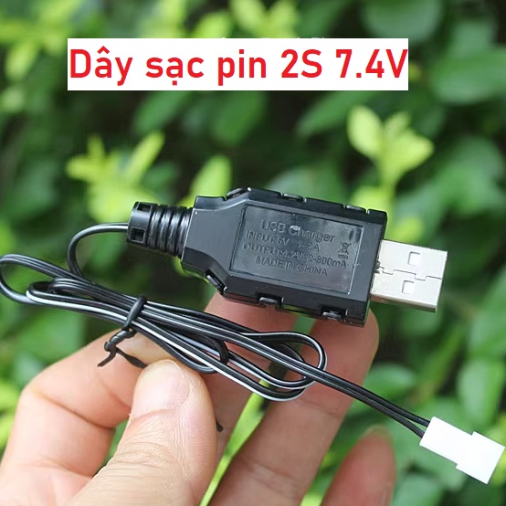 Cáp Sạc Pin Lithium 2S 7.4V cắm cổng USB có đèn báo sạc, jack cắm pin ...