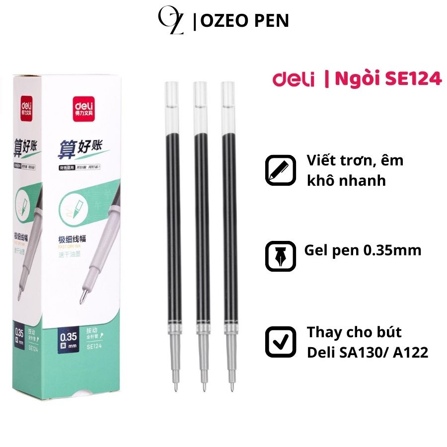 Ngòi bút gel Deli SE124 0.35mm dành cho bút SA130 và A122, ngòi chính ...