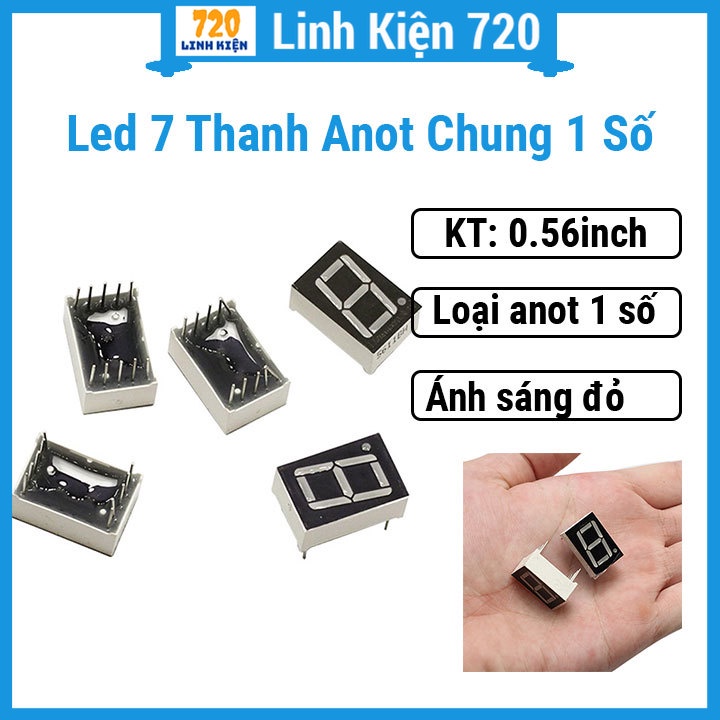 Bộ 10 con Led 7 thanh Anot chung 1 số 0,56 inch (sáng đỏ), kích thước ...