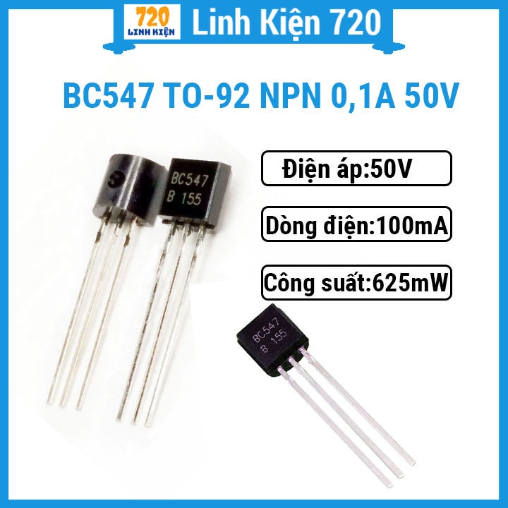 Transistor BC547 TO-92 NPN 0,1A 50V | Shopee Việt Nam