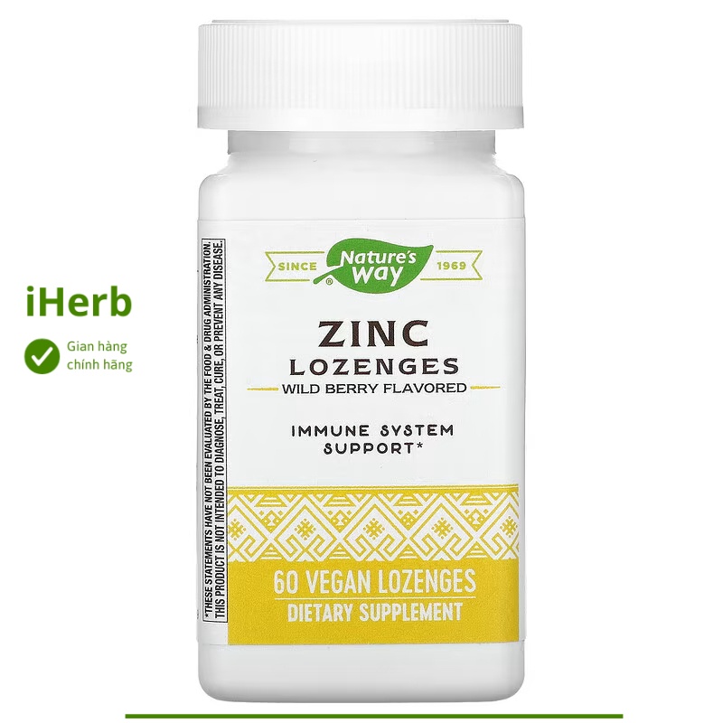 Viên ngậm tăng cường miễn dịch Zinc Lozenges Nature's Way ( 60 viên ...