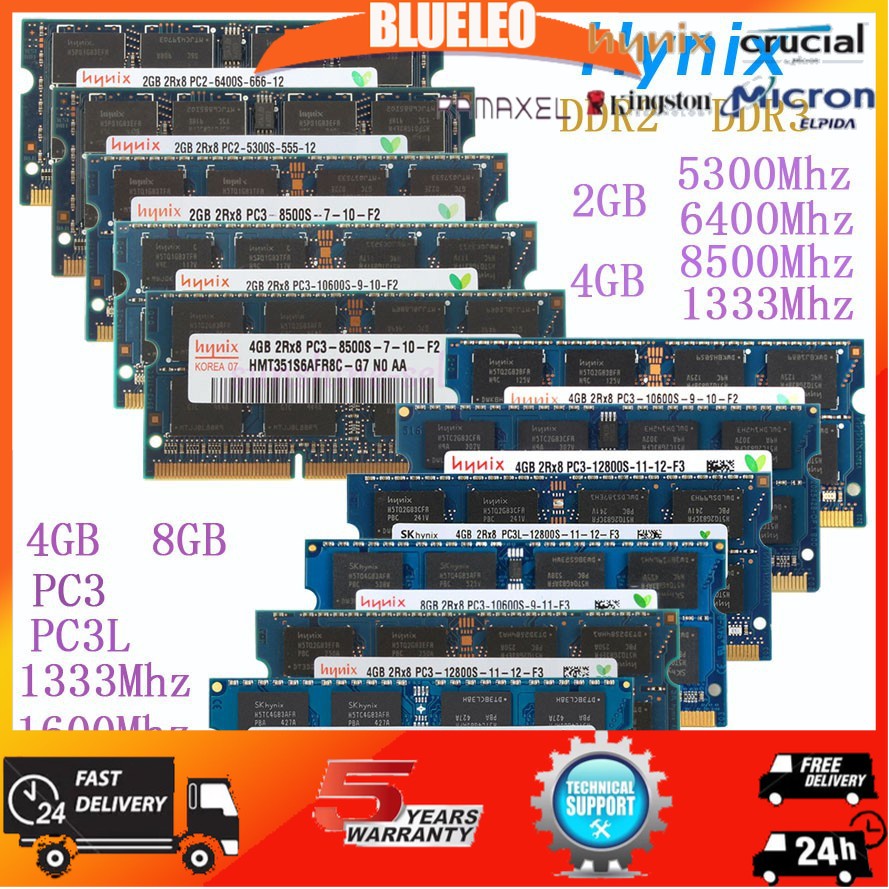 Blue Hynix 8GB 4GB 2GB DDR2 DDR3 DDR3L 667Mhz 800Mhz 1066Mhz 1333Mhz 1600 MHz PC3 12800S 10600S ...