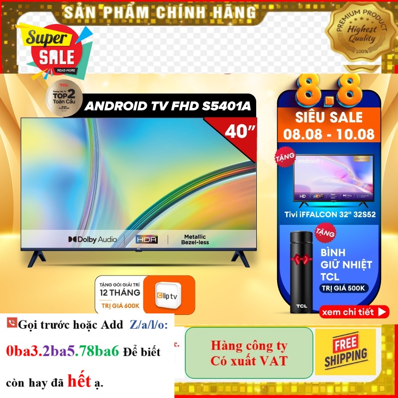 Hãng> Smart Tivi TCL HD 40 Inch 40S5401A | Shopee Việt Nam