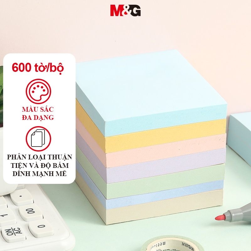 M&G giấy note ghi chú Bộ 600 Tờ Giấy Ghi Chú 6 Màu Macaron 76 * 76mm Kèm 6 Tờ Giấy Ghi Chú ...
