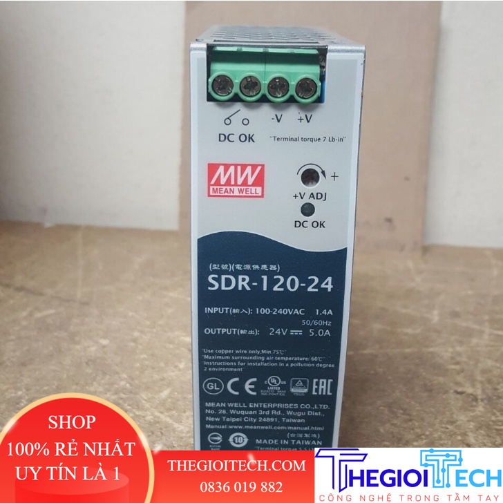 [Xịn] Nguồn Meanwell SDR-120-24 Bộ nguồn dạng tĩnh, Nguồn cài thanh ray DIN rail 24VDC 5A 100% ...