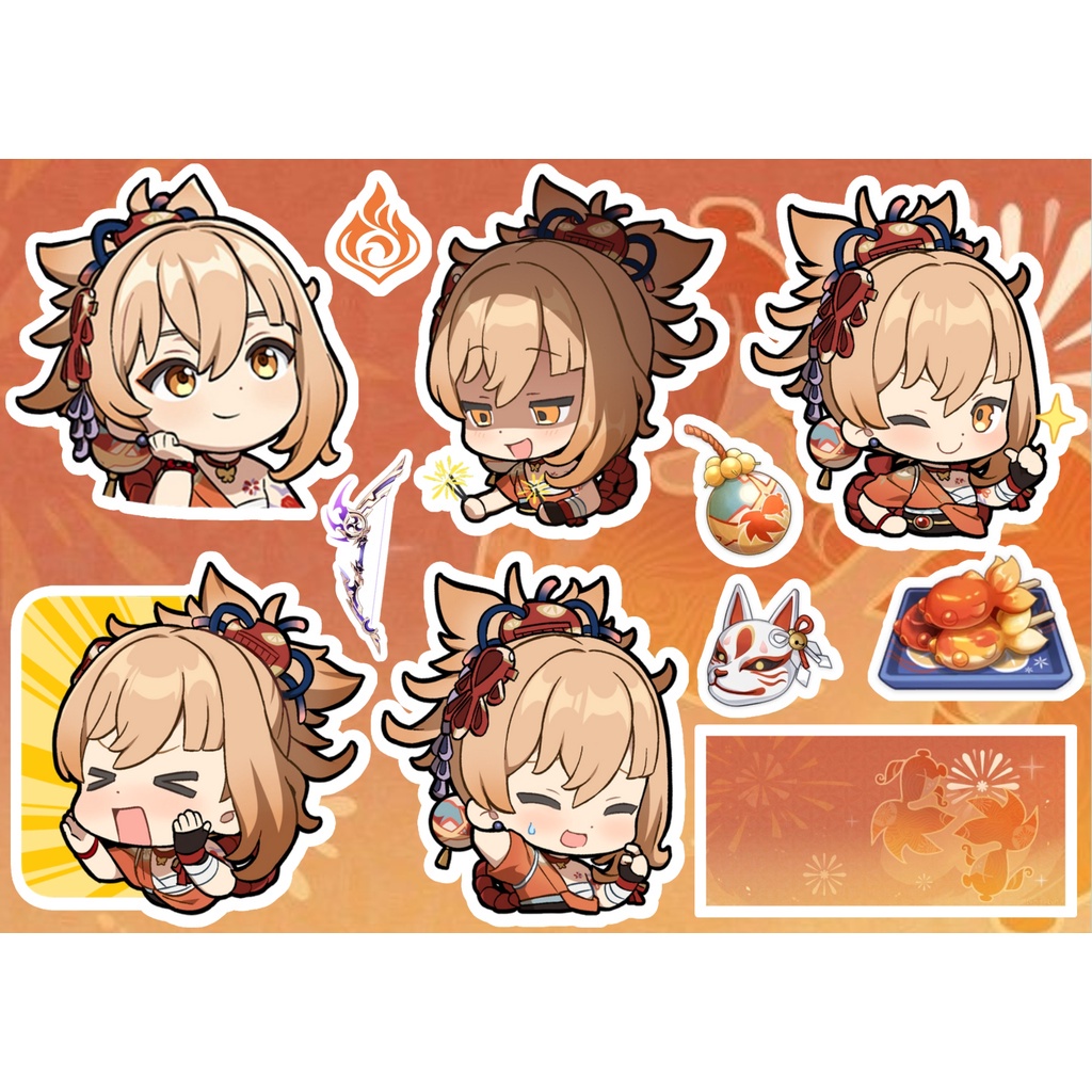 MINI STICKER PACK 🔔 [INAZUMA] Sticker Pack Genshin Impact A6 Vynil ...