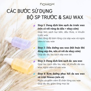 Sản phẩm trước và sau wax: DUNG DỊCH VỆ SINH DA, DẦU LAU SÁP, KEM DƯỠNG ...