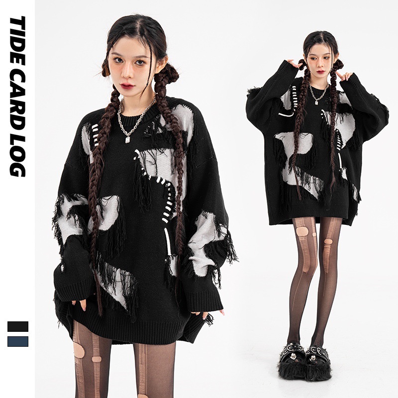 TIDE CARD LOG SWEATER | Áo thu đông form Âu dáng rộng phong cách đường ...