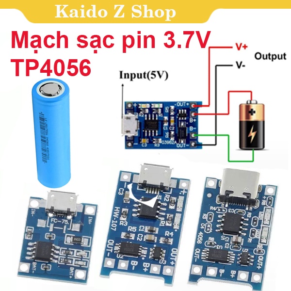 051 Mạch Sạc Pin TP4056 cổng USB micro B / Type C (Có / Không IC bảo Vệ ...
