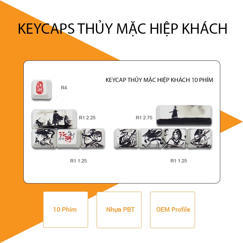 Bộ keycaps Thủy mặc Hiệp khách 10 phím | keycaps PBT | Keycaps OEM ...