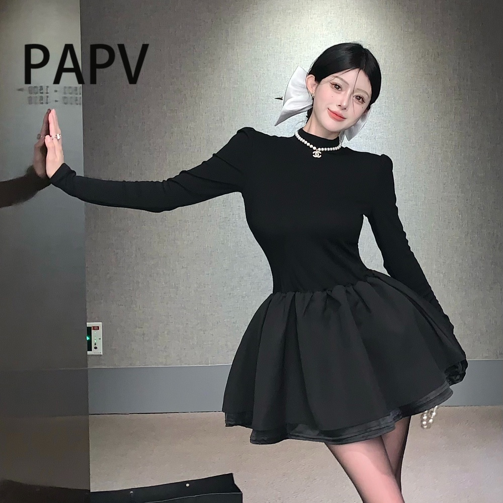 Papv Đầm Dệt Kim Tay Phồng Cổ Cao Nửa Cổ Thời Trang Xinh Xắn Cho Nữ ...